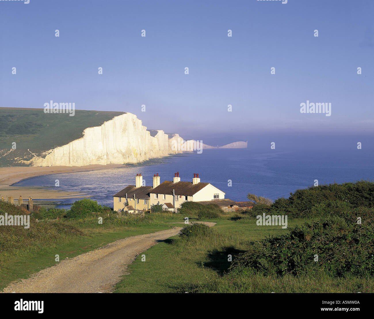 Seven Sisters white cliffs near Hastings, Sussex, England Stock Photo ...