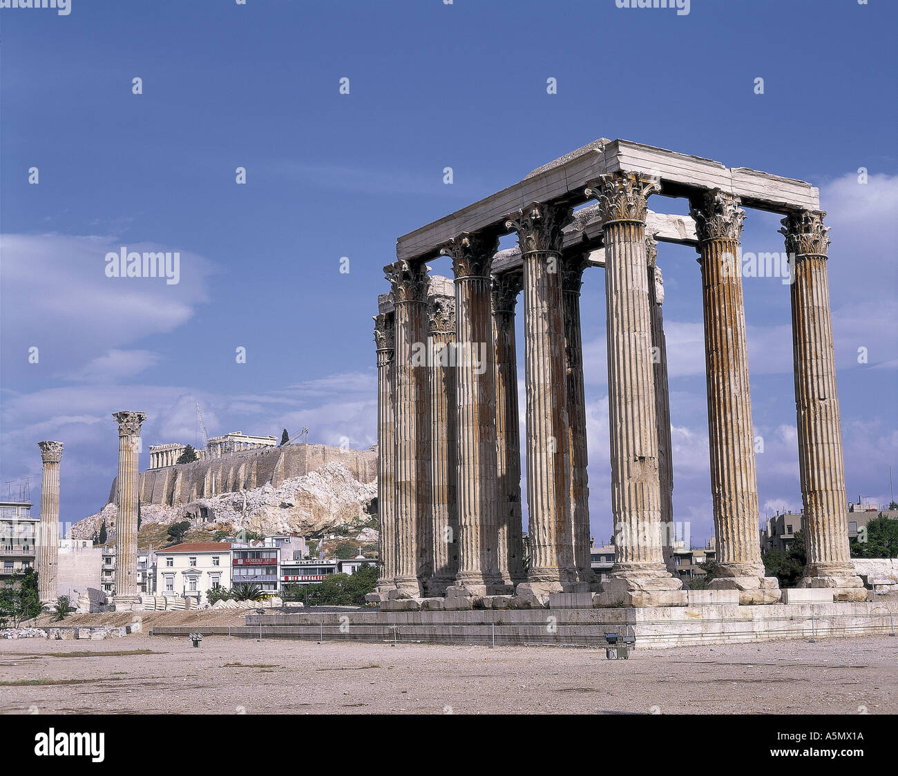 Temple of Zeus and Parthenon Athens Greece Stock Photo - Alamy