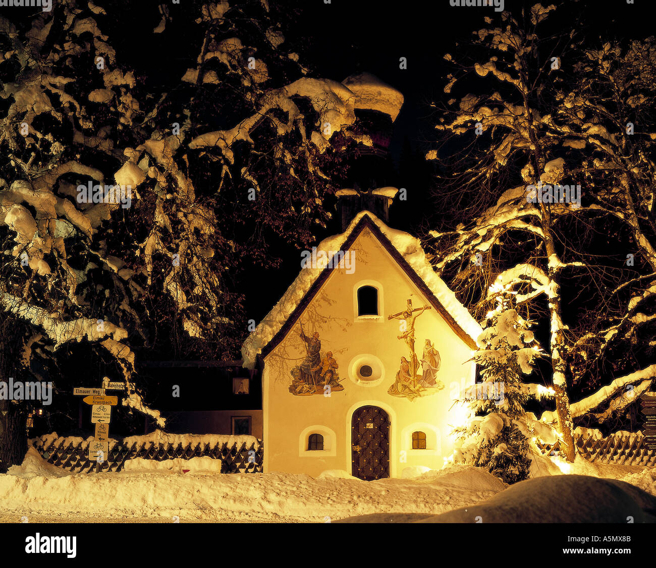 Christmas chapel in snow Bavaria Germany Stock Photo - Alamy