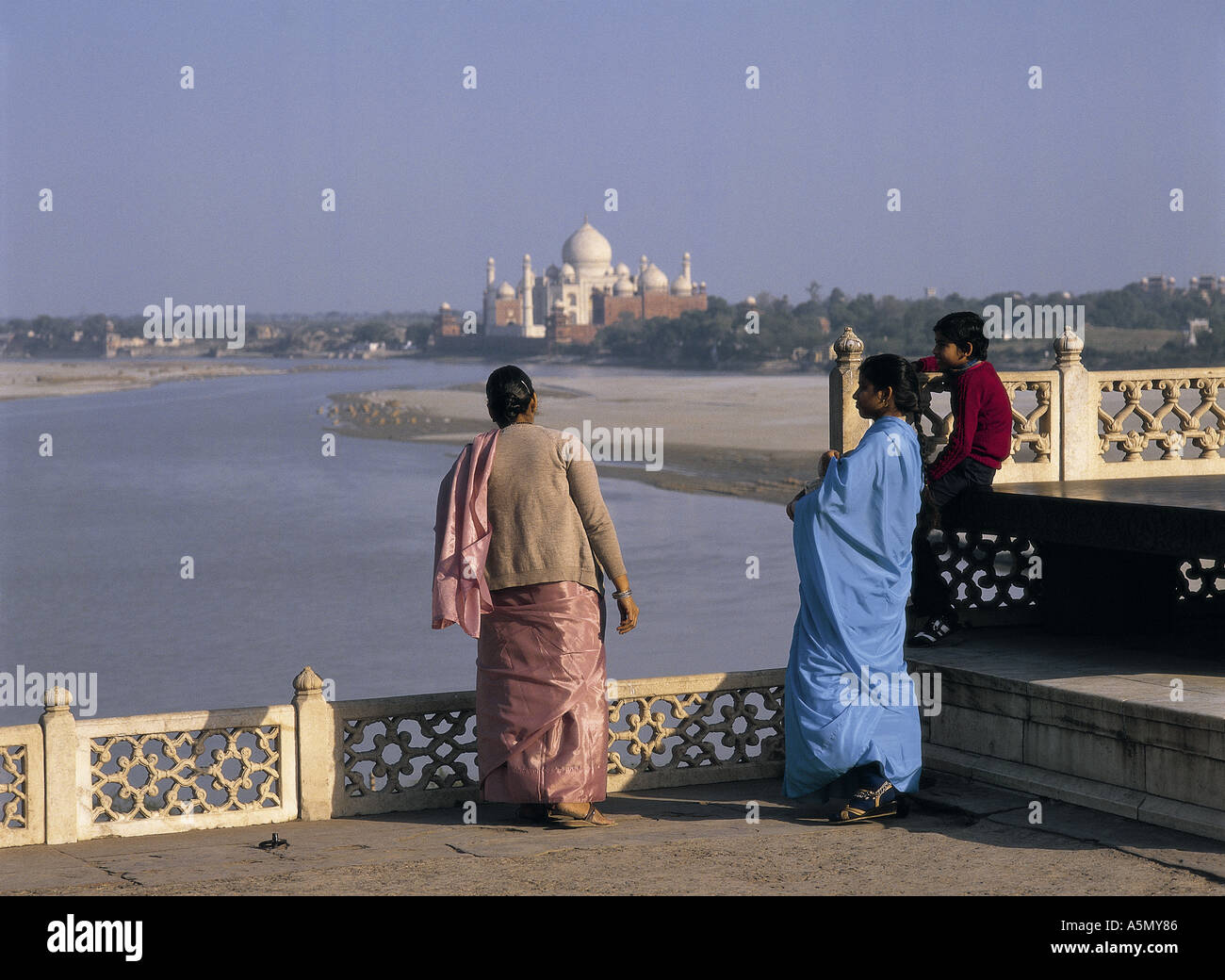 View from Agra Fort across Jamuna River to Taj Mahal Agra India Stock ...
