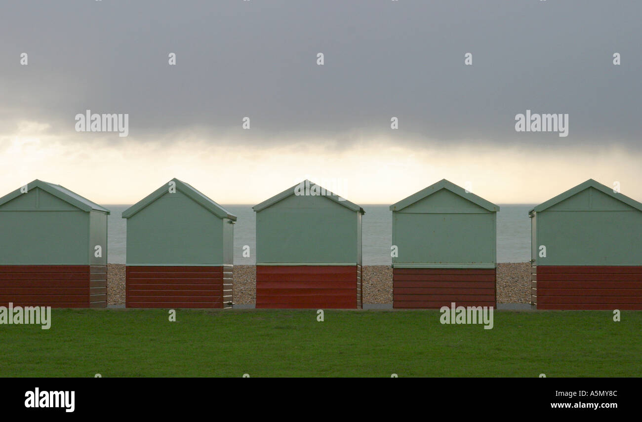 Grey Day Beach Huts in Brighton Stock Photo - Alamy