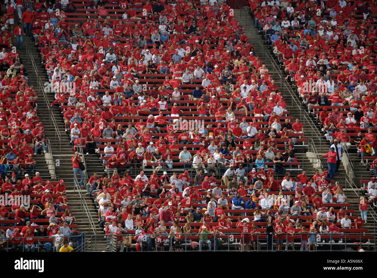 a cropped view of a section of fans at a college football game Stock ...