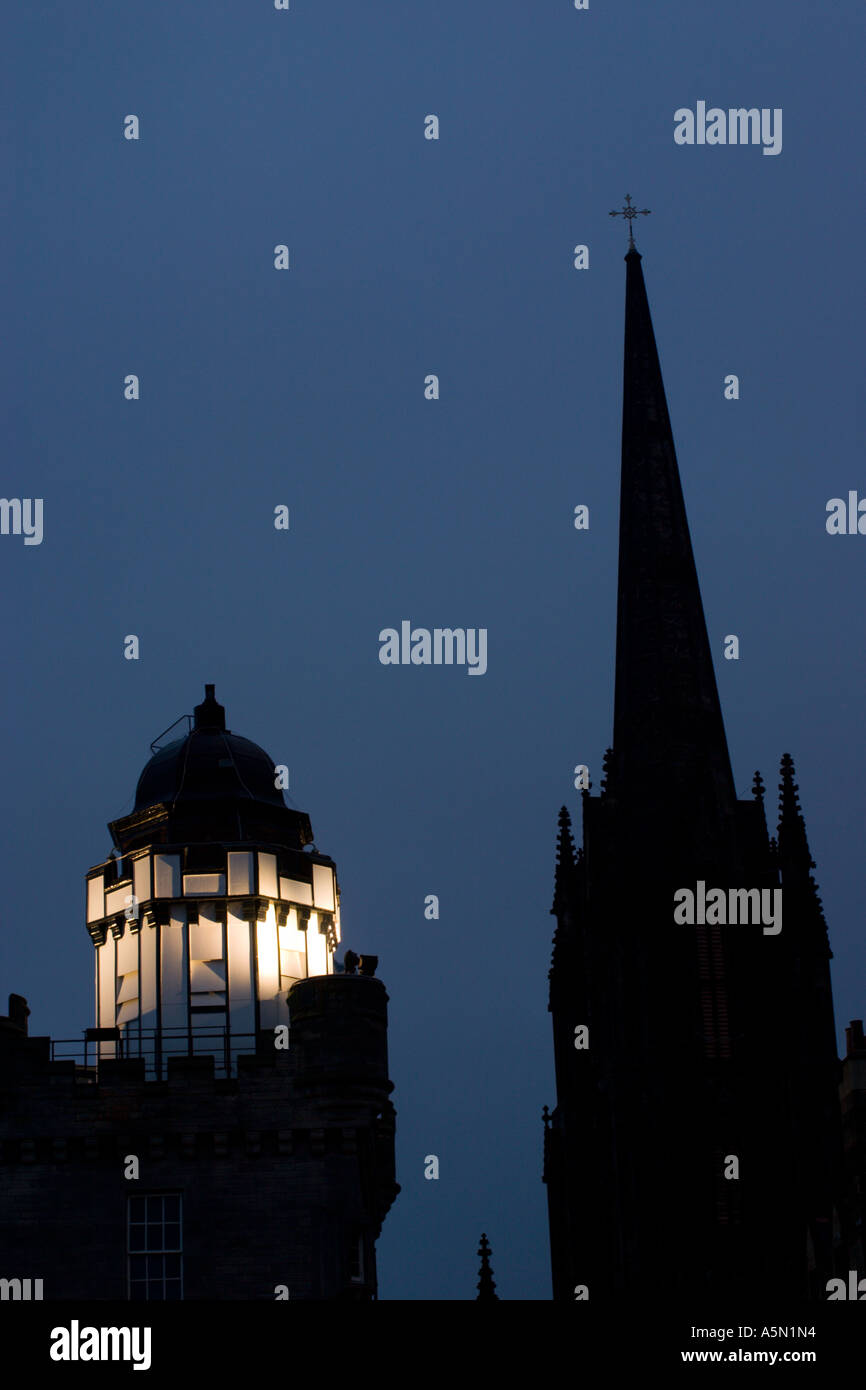 silhouetted and flood lit buildings in Edinburgh Stock Photo - Alamy
