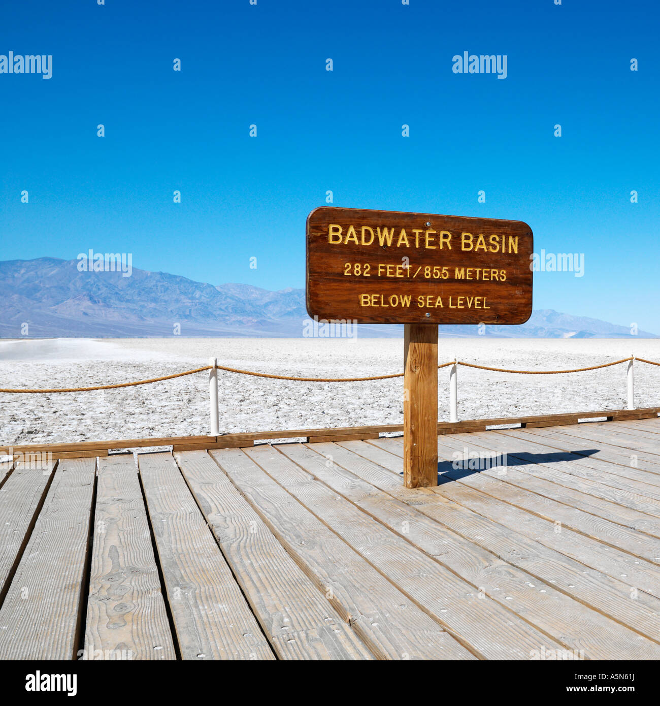 Badwater Basin sign in Death Valley National Park Stock Photo - Alamy