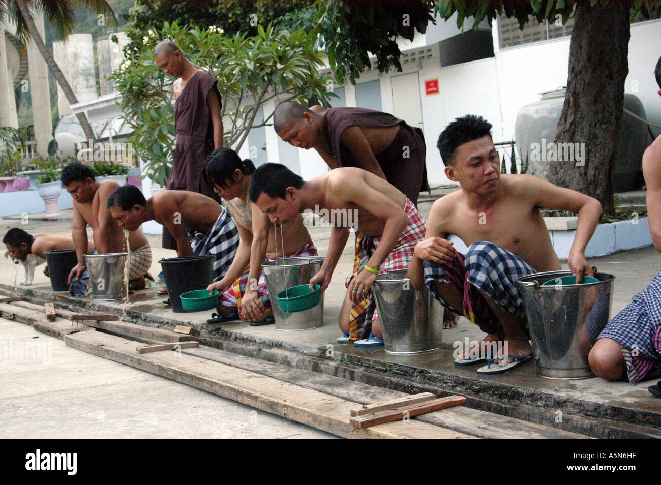 Wat Tham Krabok, Thailand. Daily vomiting therapy. Addicts undergo ...