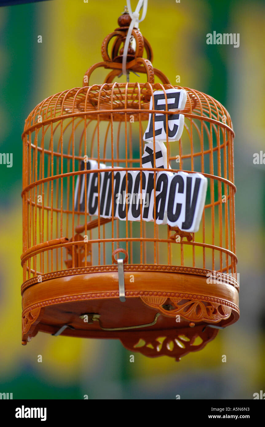 Symbol demanding full democracy in Hong Kong Stock Photo - Alamy