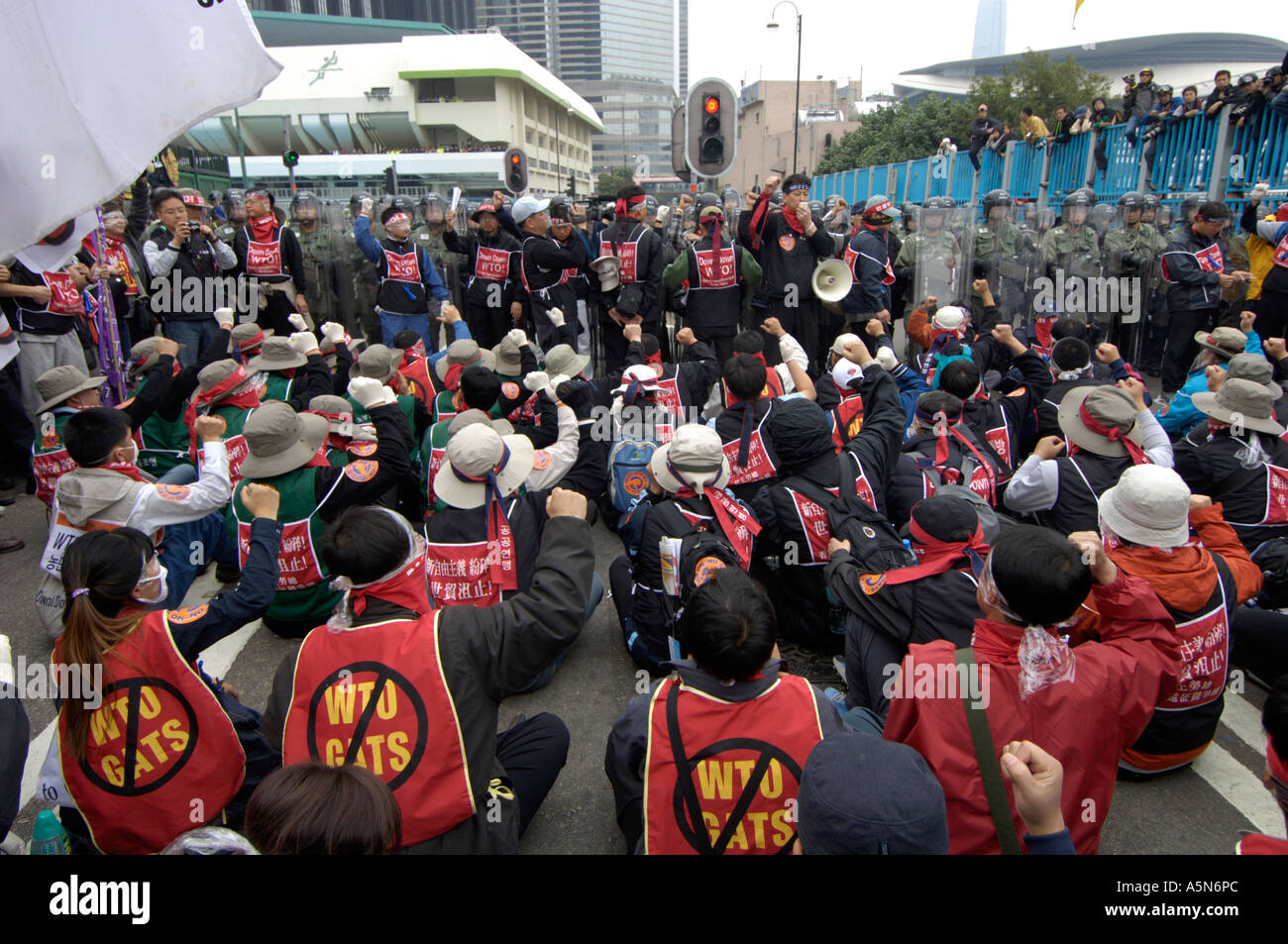 South Korean anti globalization activists stage a protest in Hong Kong ...