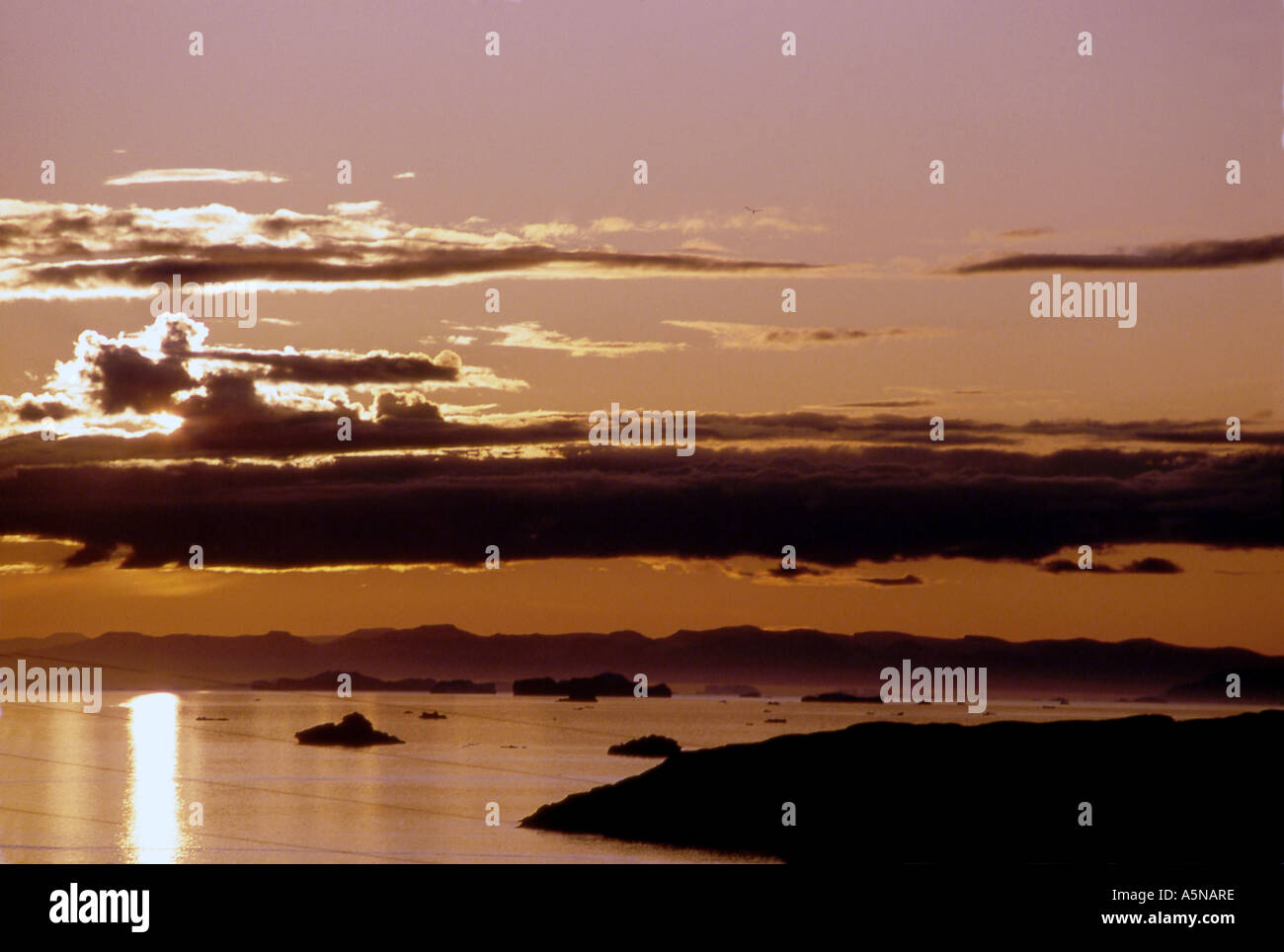 Arctic Midnight Sun, Greenland Stock Photo - Alamy