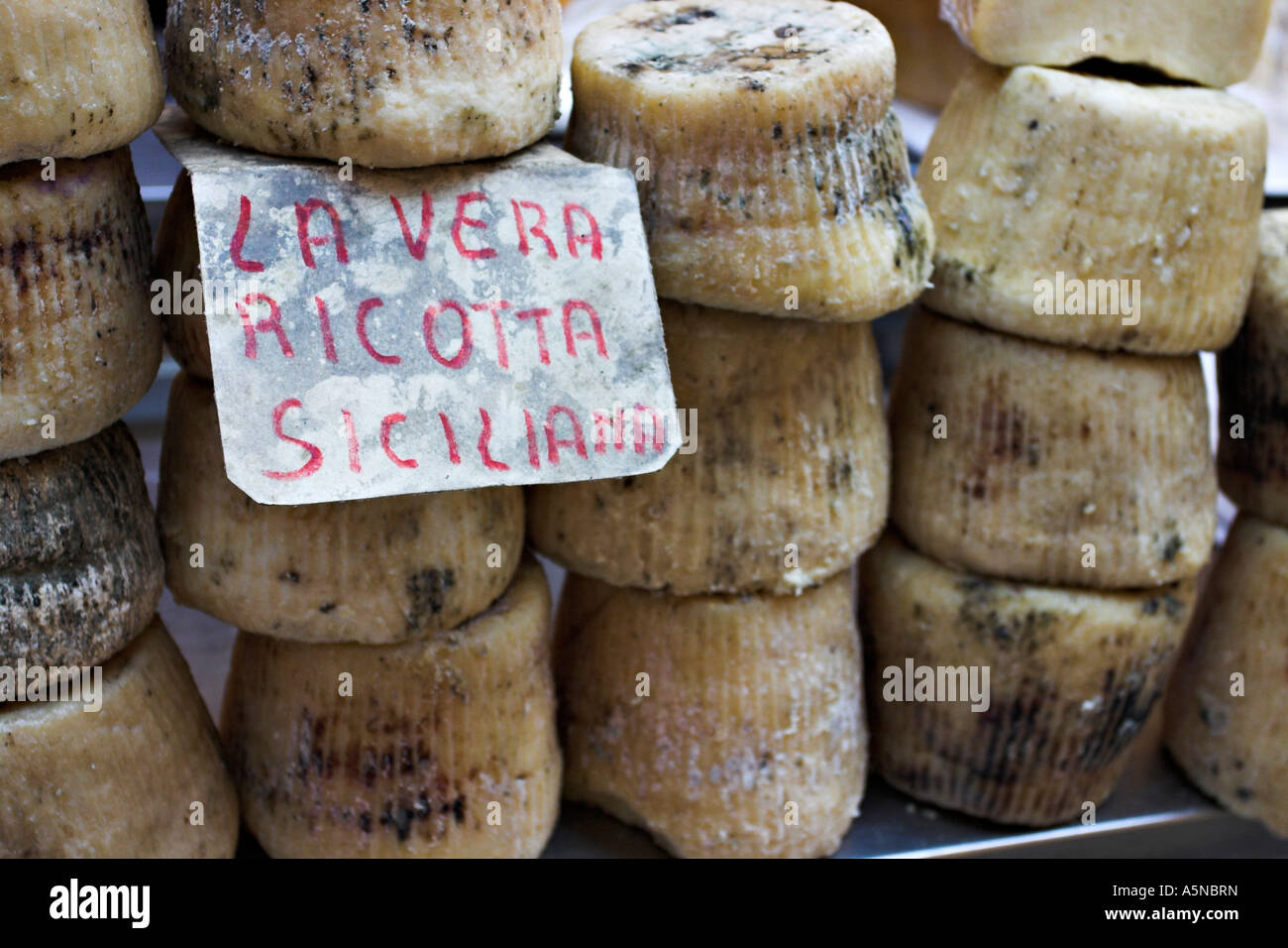 Cheesy Display A display of Sicilian aged and dirty looking ricotta ...