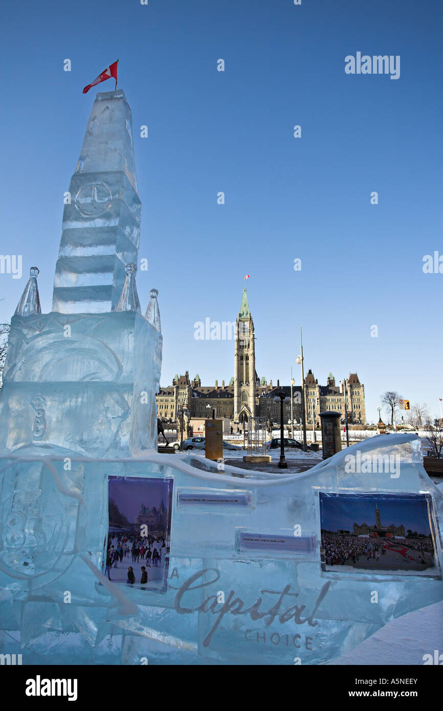 Ice Faux Parliament: A rough ice block replica of the parliament ...