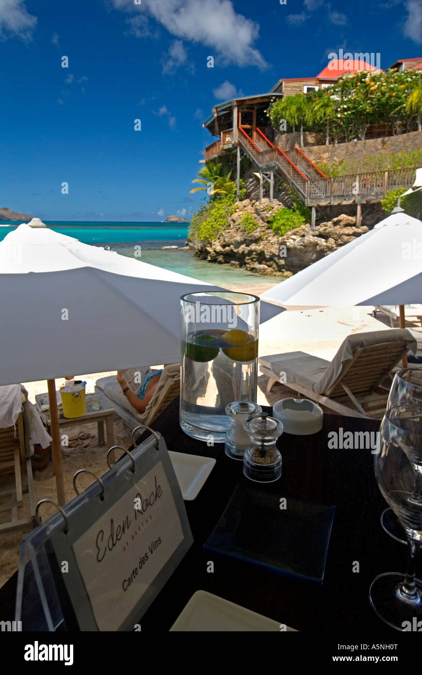 Eden Rock restaurant on St. Jean beach St. Barths FWI Stock Photo - Alamy