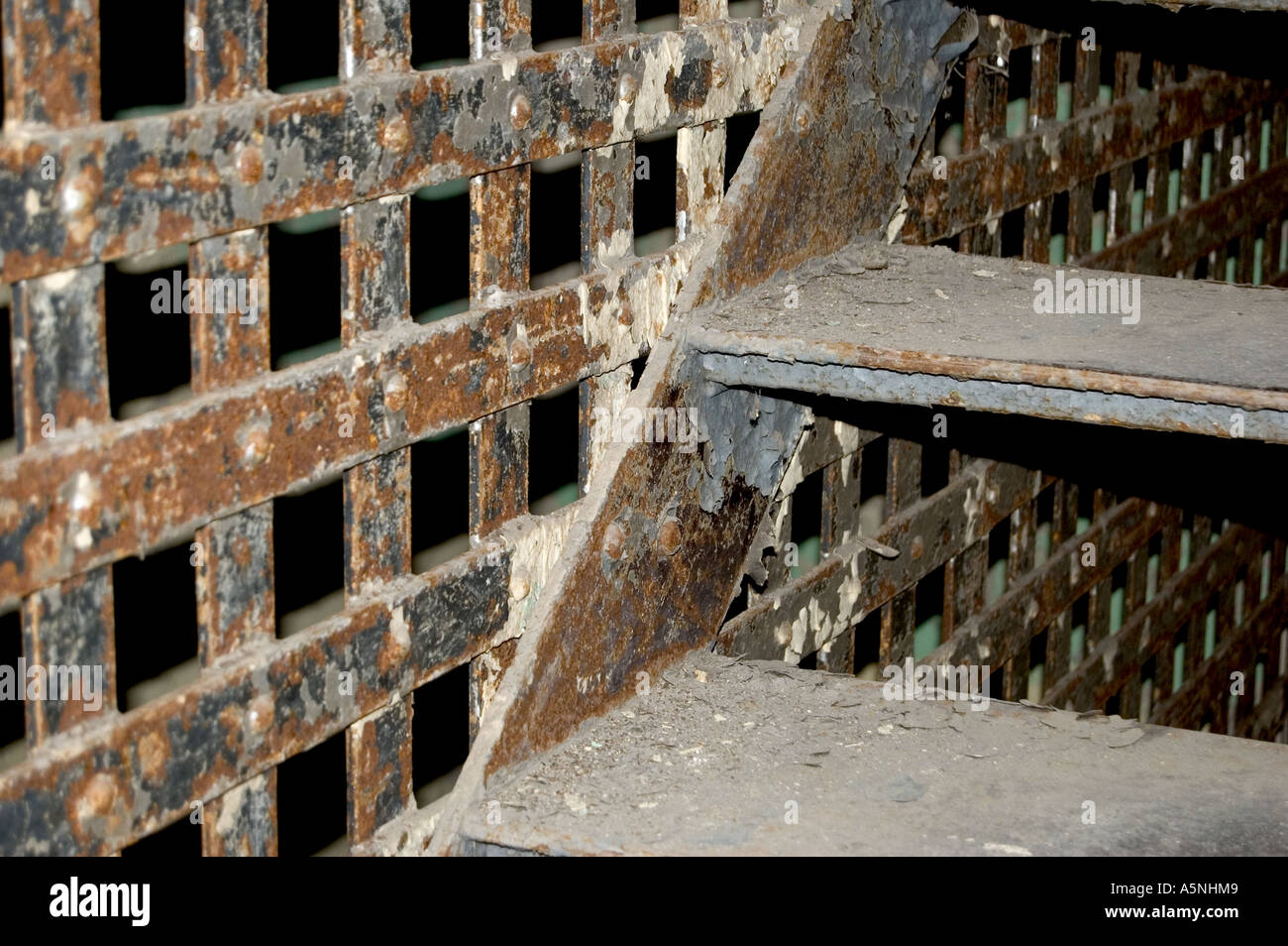 Iron stairway in old prison Stock Photo - Alamy