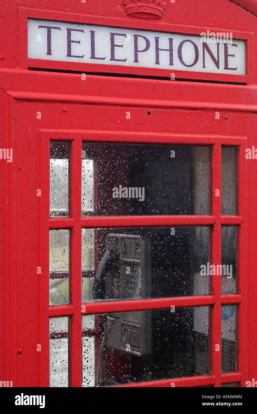 A traditional red telephone box at Elgol on the Isle of Skye, in the ...