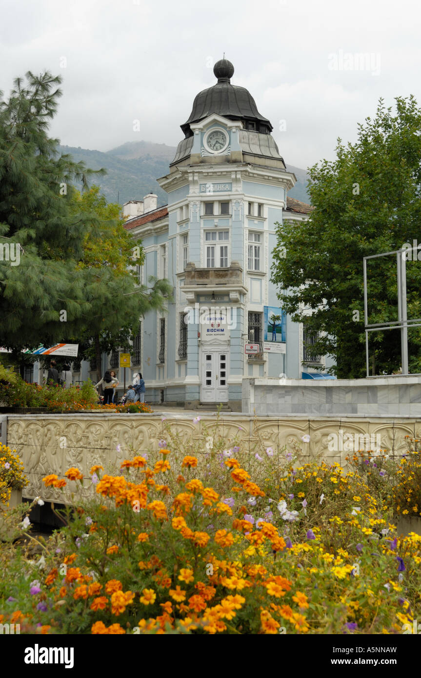 Bank Clock tower 20 Yuli plaza Karlovo main square Bulgarian ...