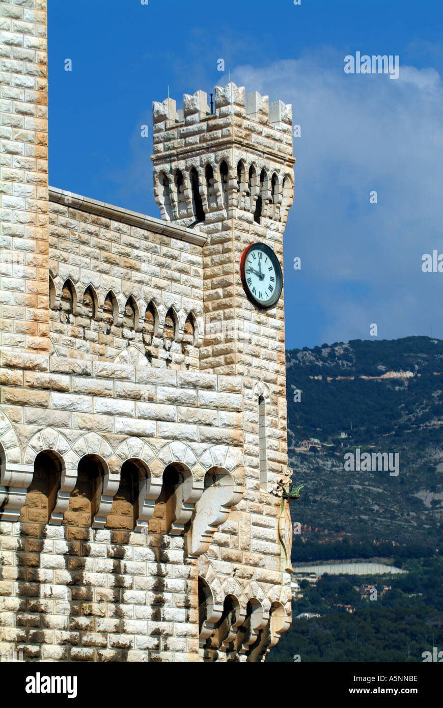 monaco palace turret castle grimaldi Stock Photo - Alamy