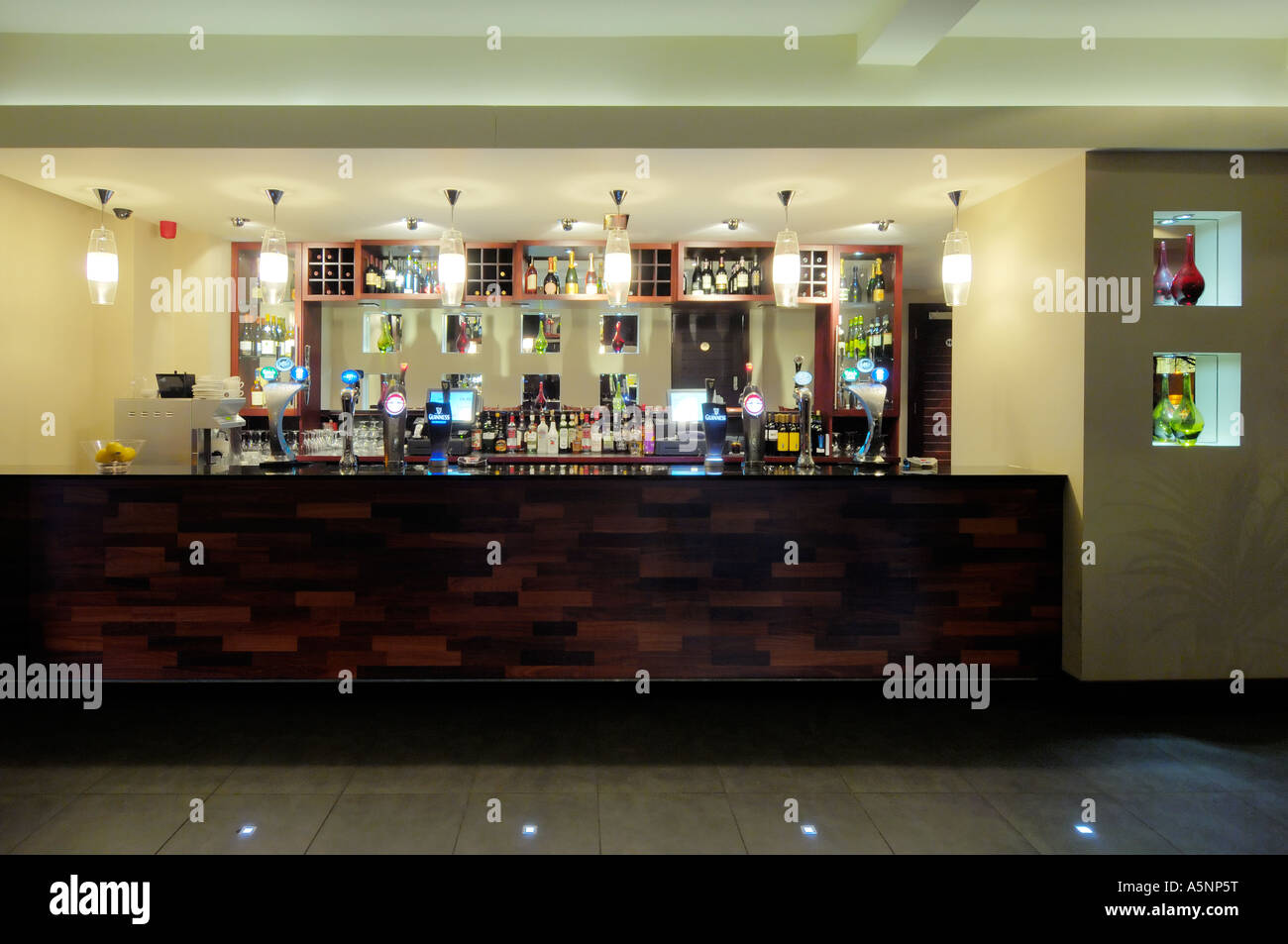 Post modern Restaurant interior showing Bar in England Stock Photo - Alamy