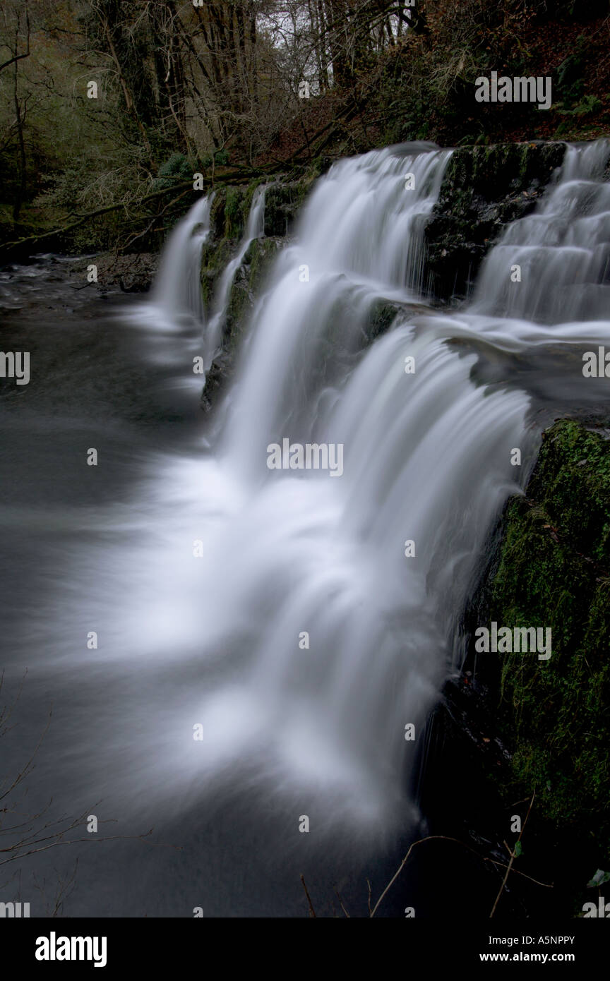 Waterfall along the River Afon Mellte, Brecon Beacons National Park ...