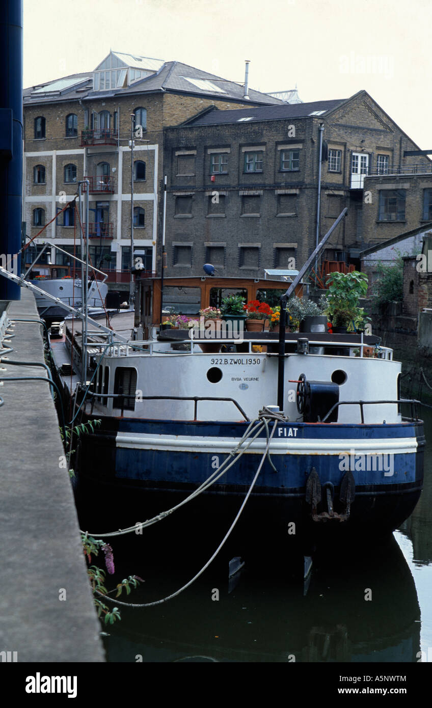 Dutch barge moored in dock in London Stock Photo - Alamy