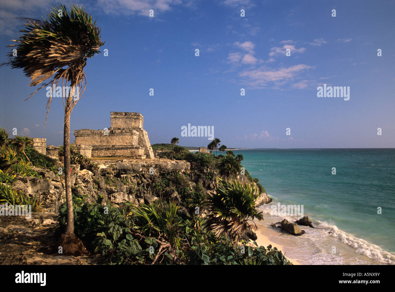 El Castillo, Mayan ruins over Caribbean Sea in Tulum, Quintana Roo ...