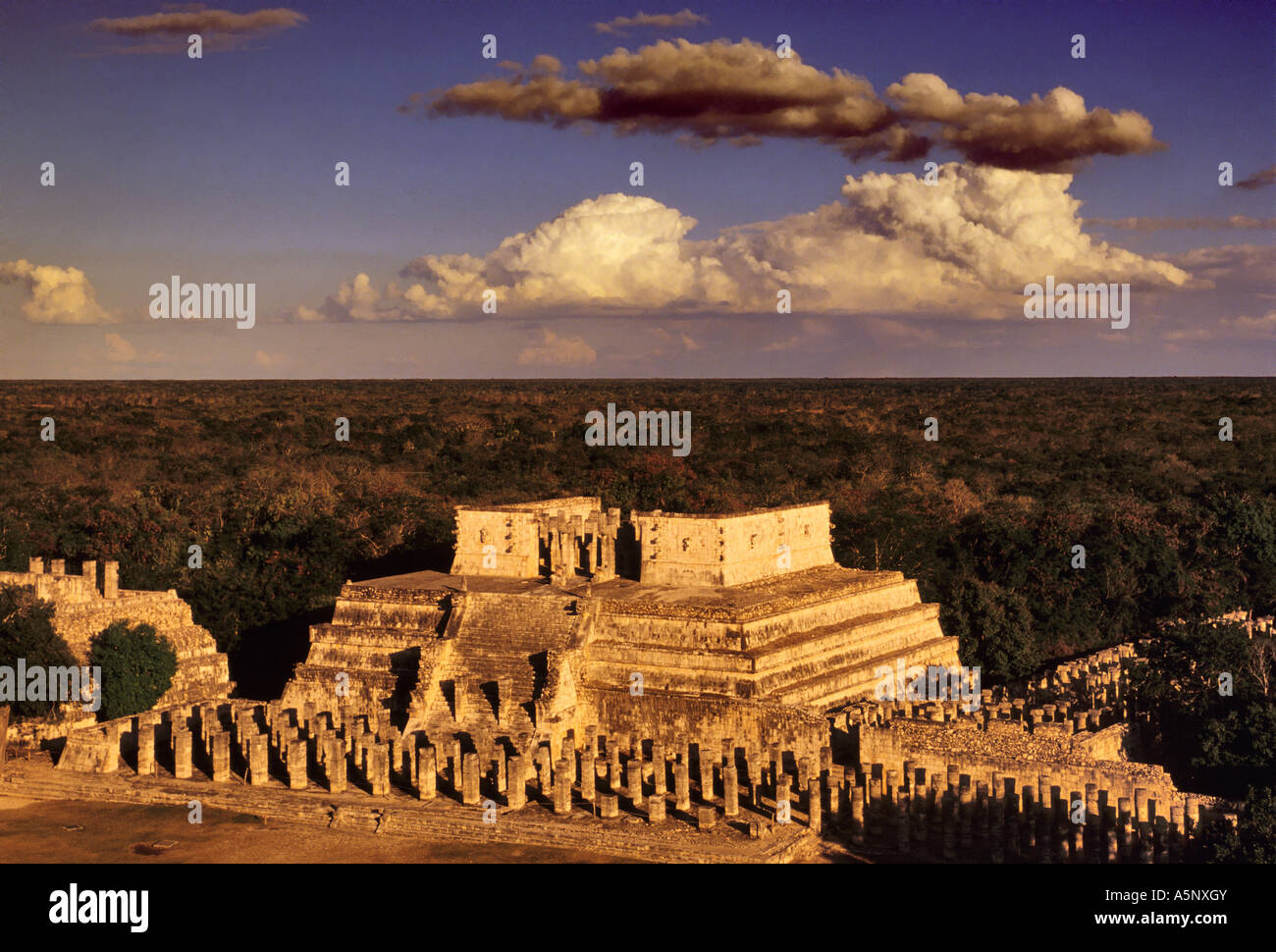 Grupo de las Mil Columnas (1000 Columns) Mayan ruins at Templo de Chac ...