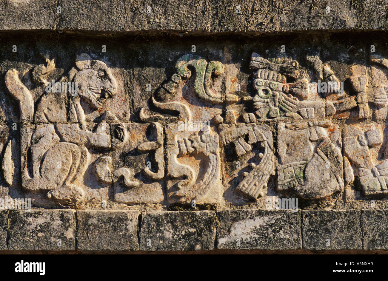 Carvings at Templo de Chac Mool (Templo de los Guerreros), Mayan Toltec ...