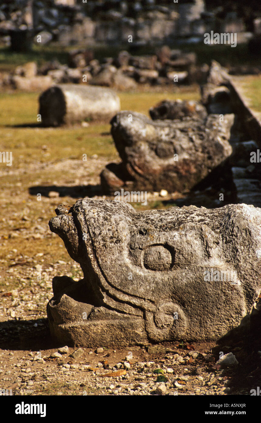 Serpent head Templo de los Tableros (Temple of Panels), Mayan Toltec ...