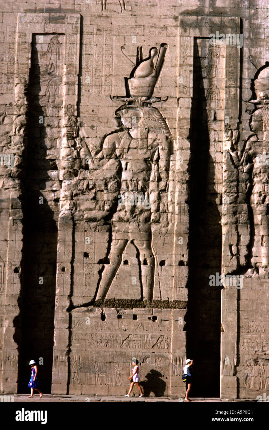 Egypt. Nile. Edfu Temple dedicated to Horus, falconheaded god of the ...