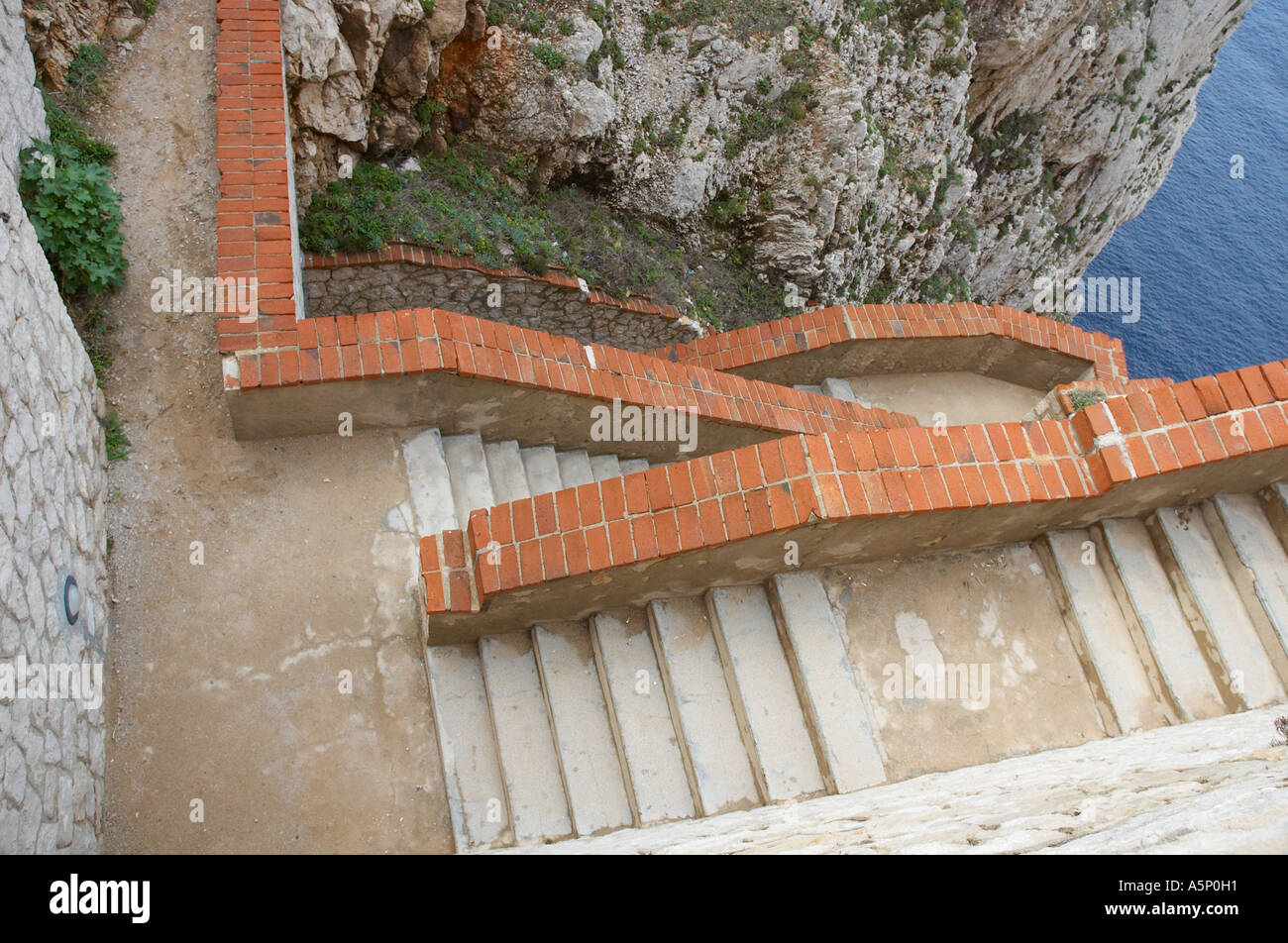 Stair to Nettuno cave Sardinia Italy Stock Photo - Alamy