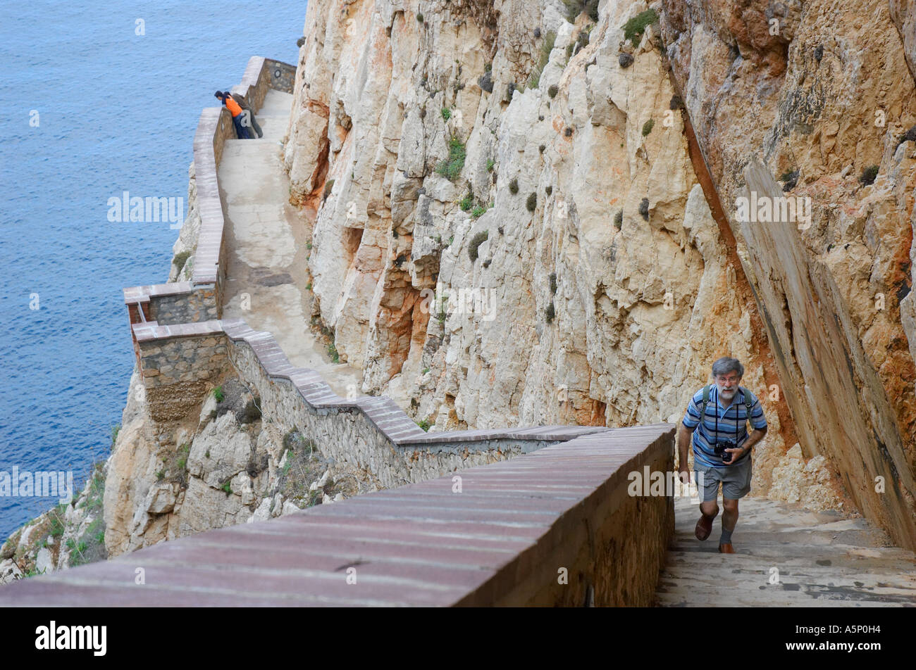 Stair to Nettuno cave Sardinia Italy Stock Photo - Alamy