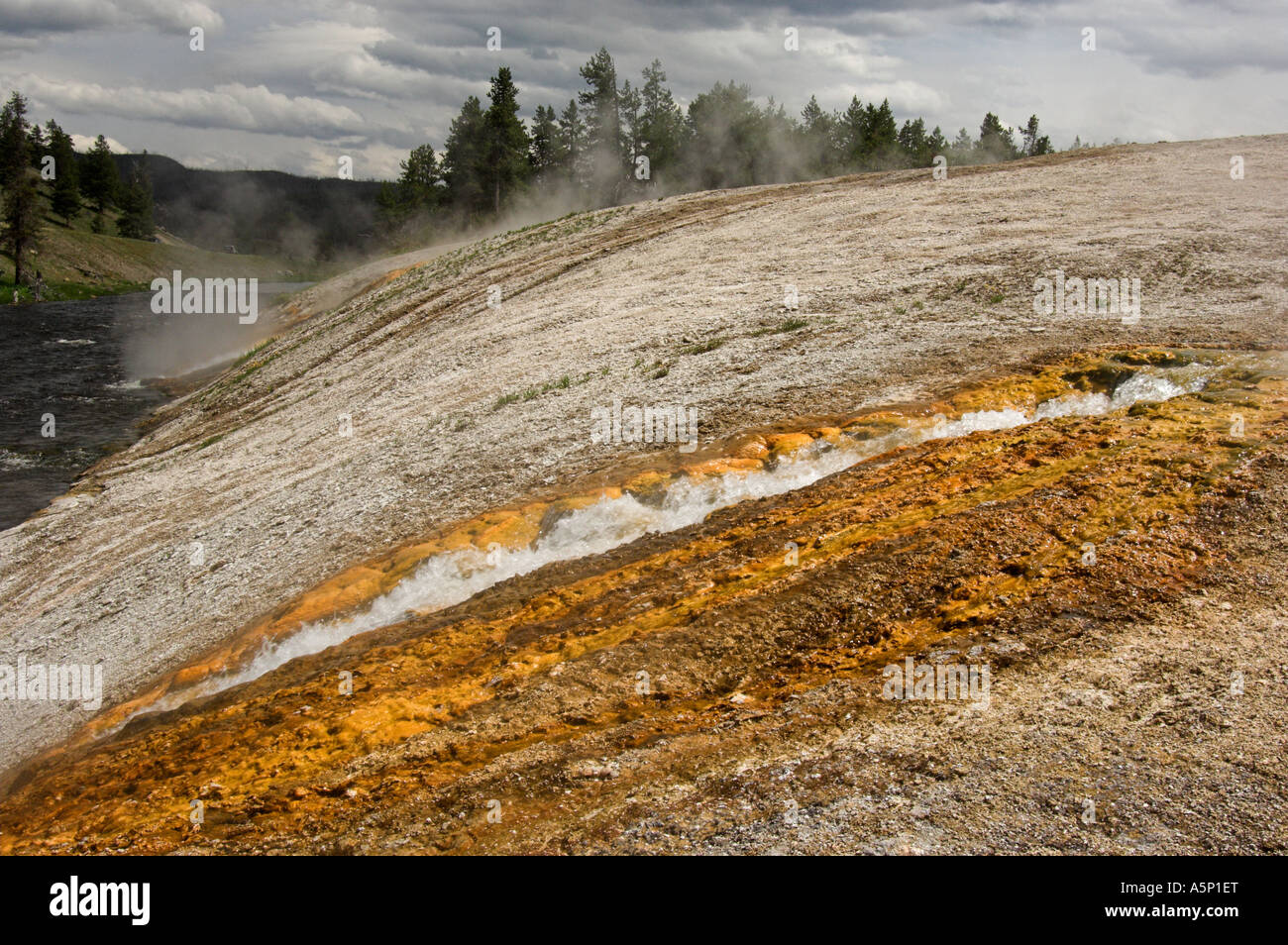 Run off to Firehole River, Midway Geyser, Yellowstone Stock Photo - Alamy