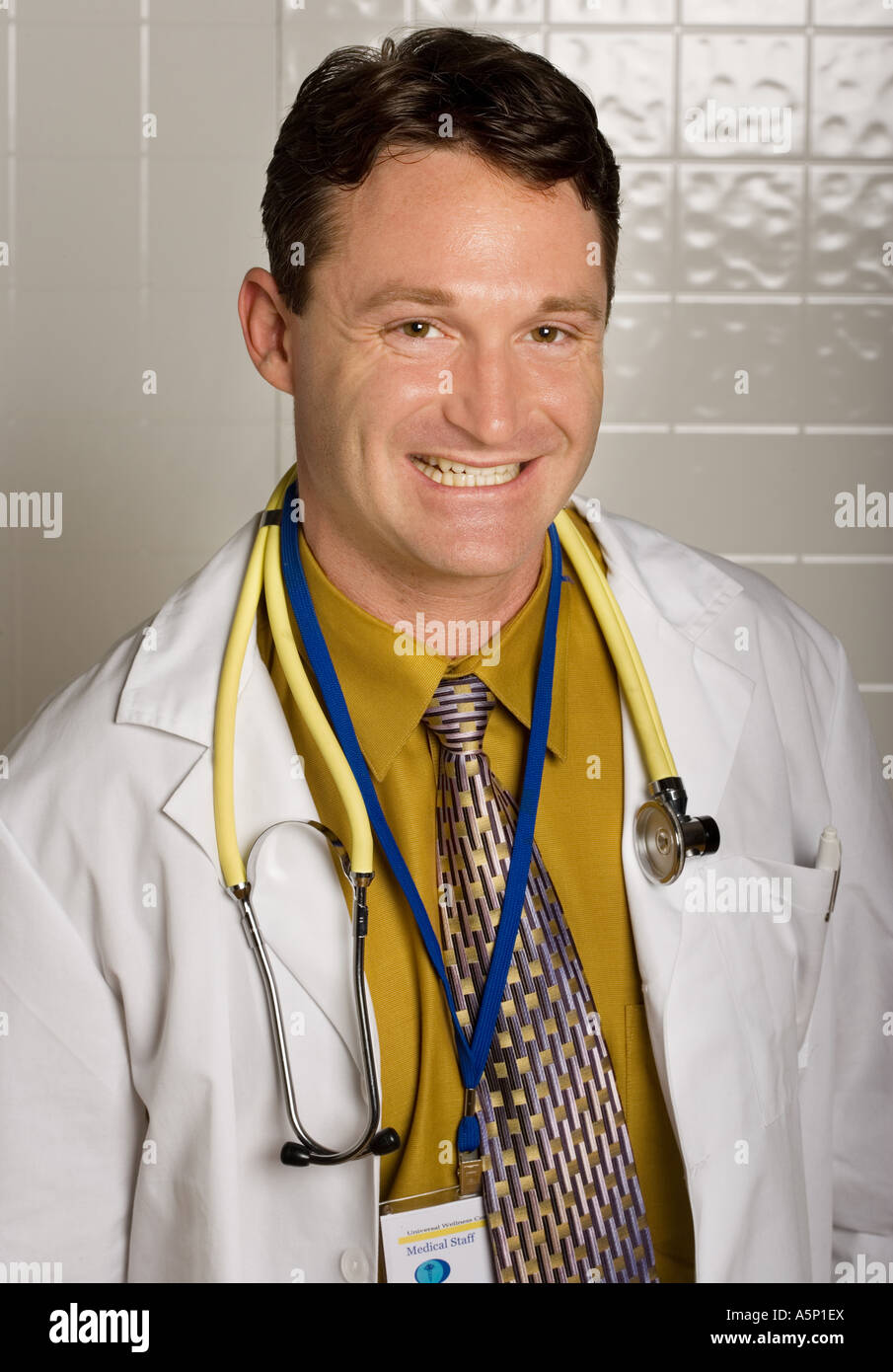 Portrait of a smiling doctor (played by a model Stock Photo - Alamy