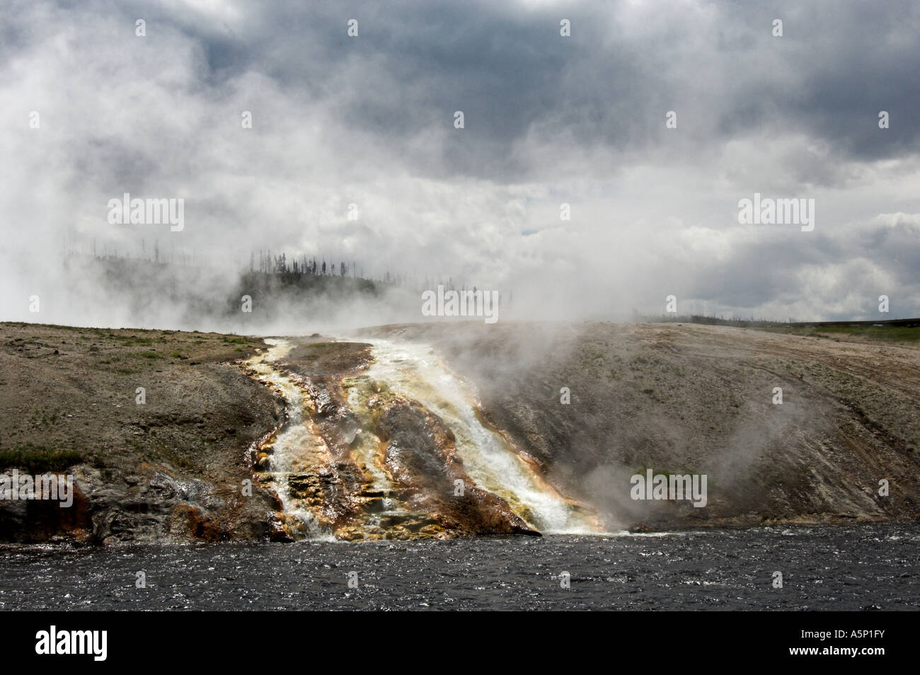 Run off to Firehole River, Midway Geyser, Yellowstone Stock Photo - Alamy