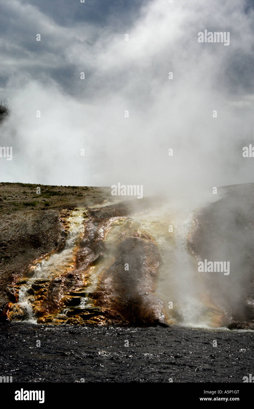 Run off to Firehole River, Midway Geyser, Yellowstone Stock Photo - Alamy