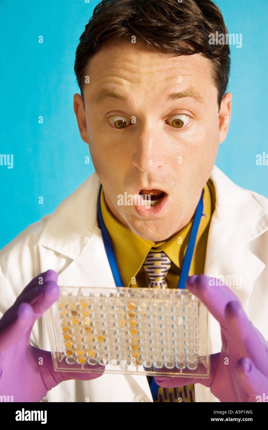 Scientists is surprised by his test results Stock Photo - Alamy
