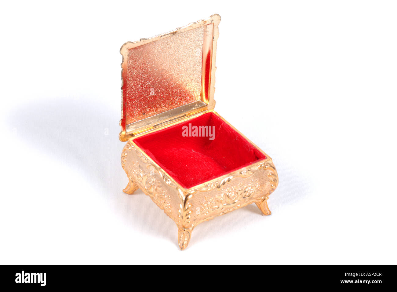 Gold colored jewelry box Stock Photo - Alamy
