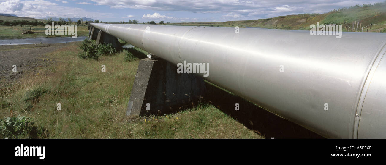 Pipe for geothermal water Deildartunguhver Iceland Stock Photo - Alamy