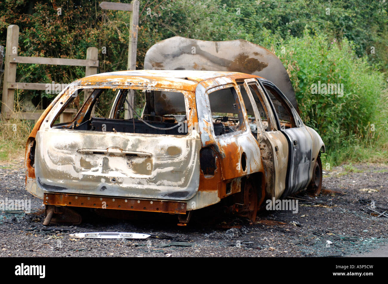 Burnt out car after vandalism and joyriding London UK Stock Photo - Alamy