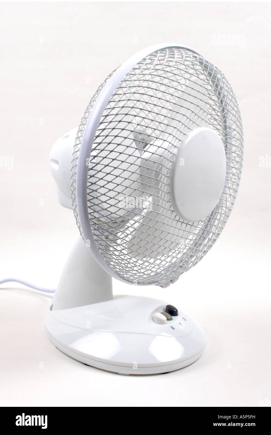 A White Portable desk fan Stock Photo - Alamy