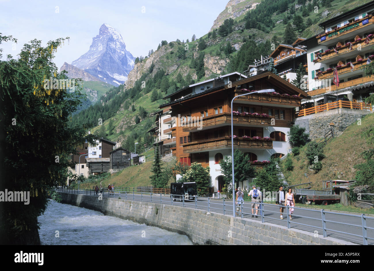 Zermatt town matterhorn river hi-res stock photography and images - Alamy