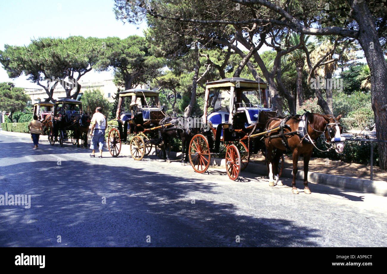Horse drawn carriage (Karozzin) outside Mdina gateway, Mdina Malta ...