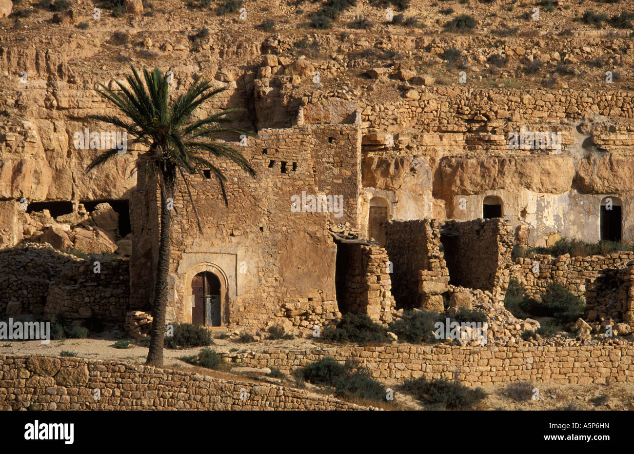 Douiret Ksar hill village with ghorfas cells used to store grain in the ...