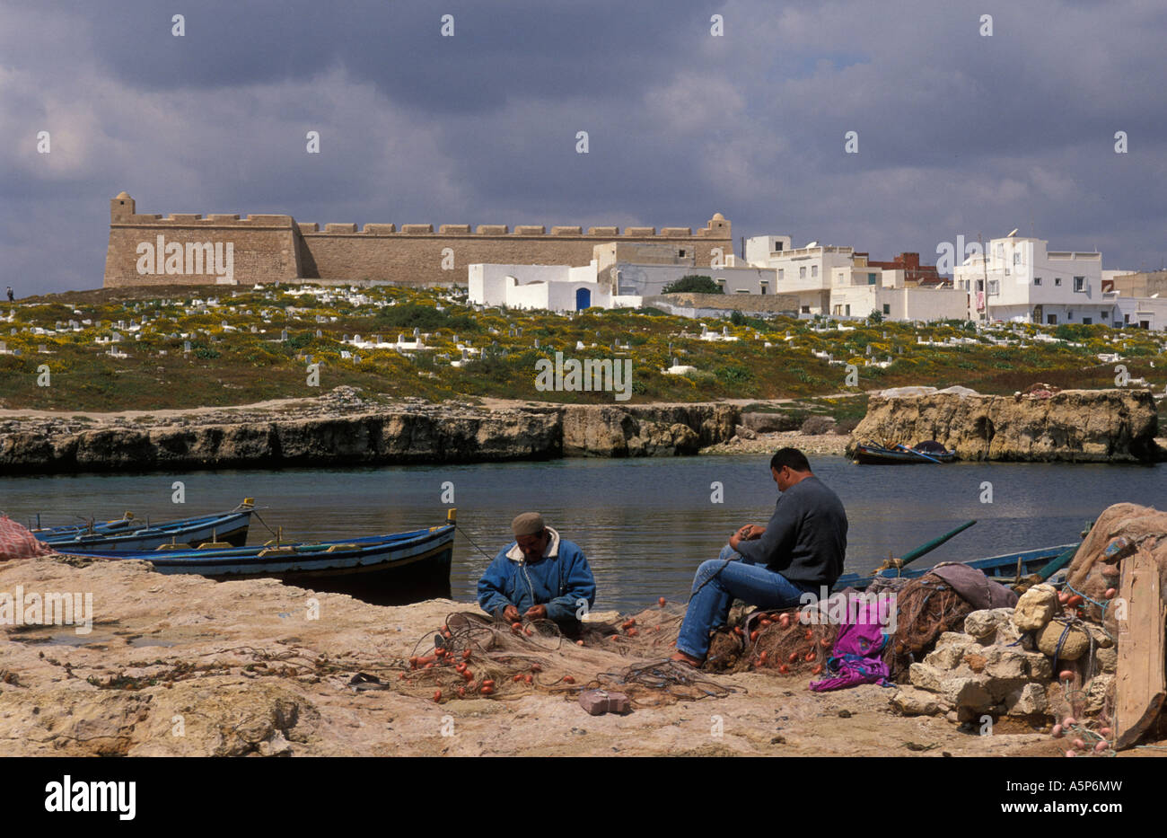 The Kabash 12th century and cemetery next to a small fishing harbour ...