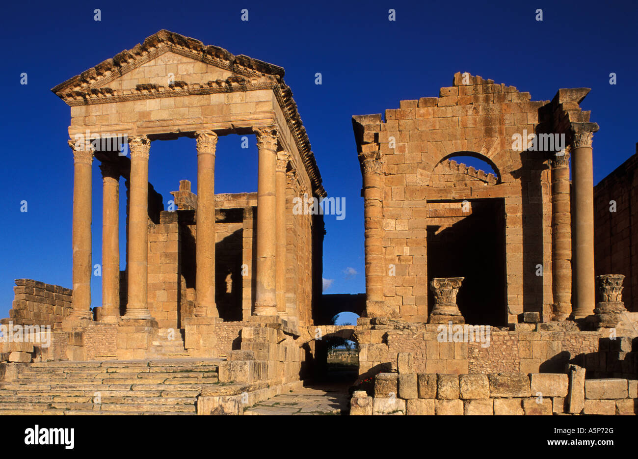 Ruins of Roman temples from the 2nd century Sbeitla Sufetula Tunisia ...