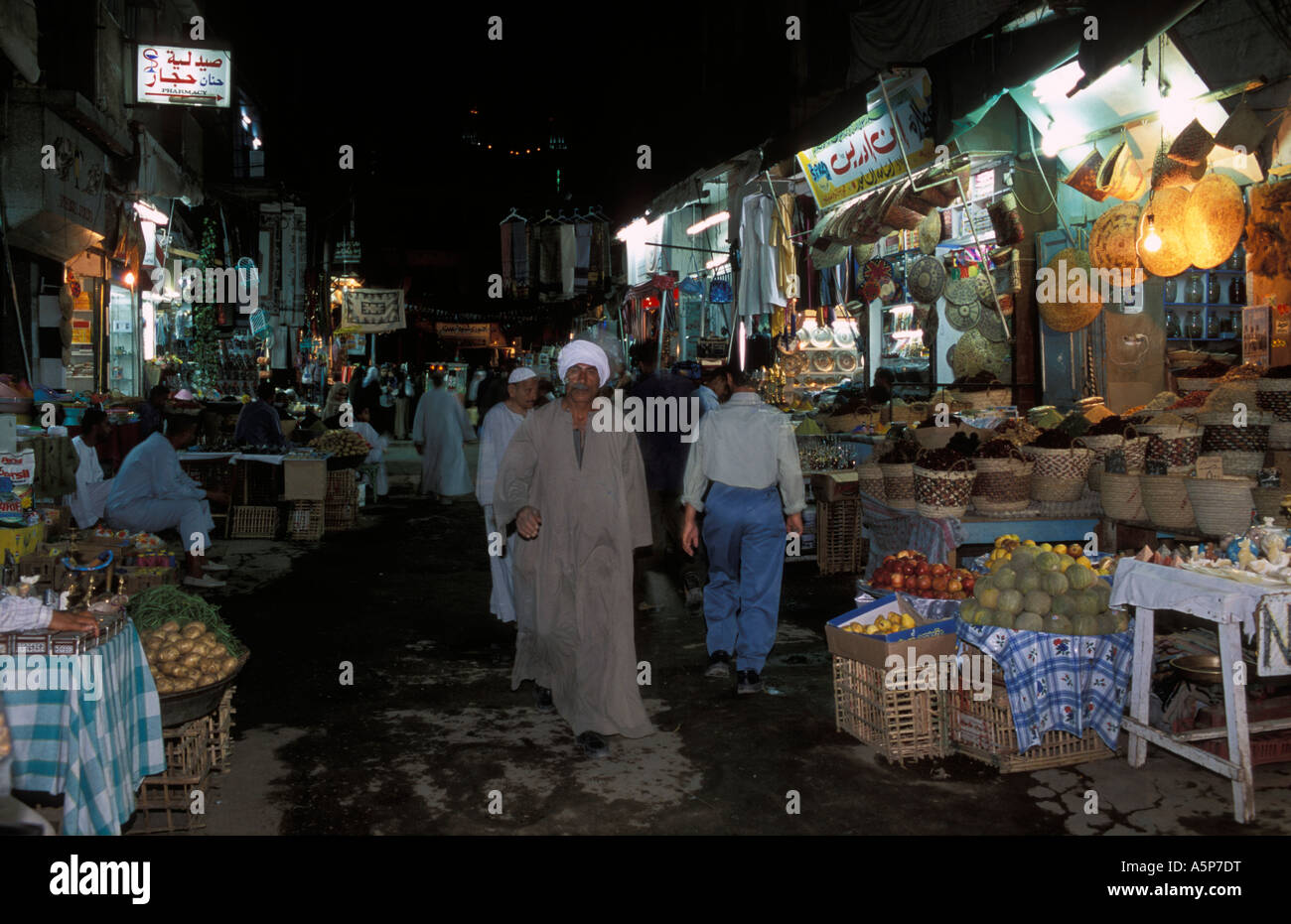 Sharia as Souq at night, market, Aswan, Egypt Stock Photo - Alamy