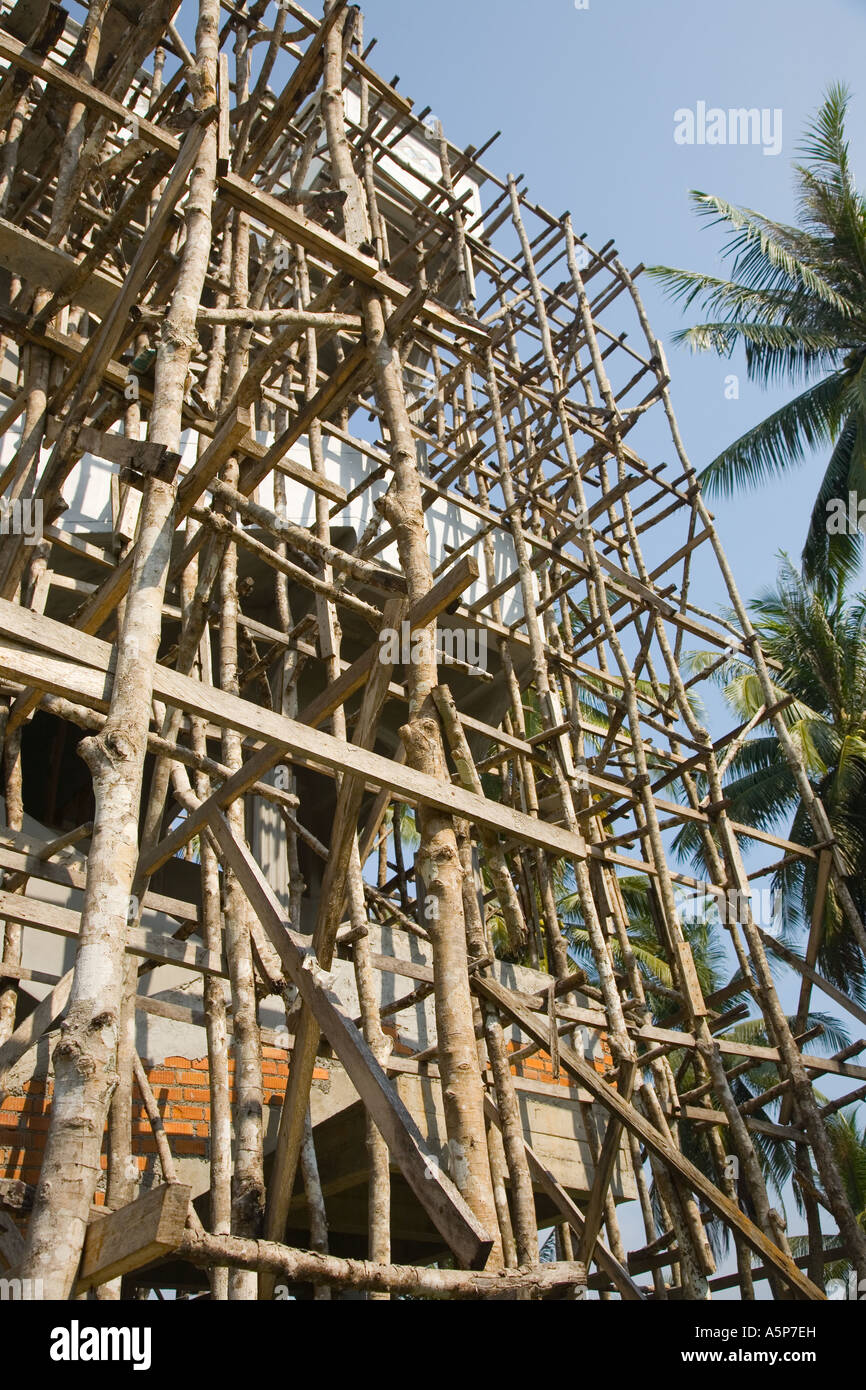 New build, Asian housing construction site; concrete and wooden asian ...