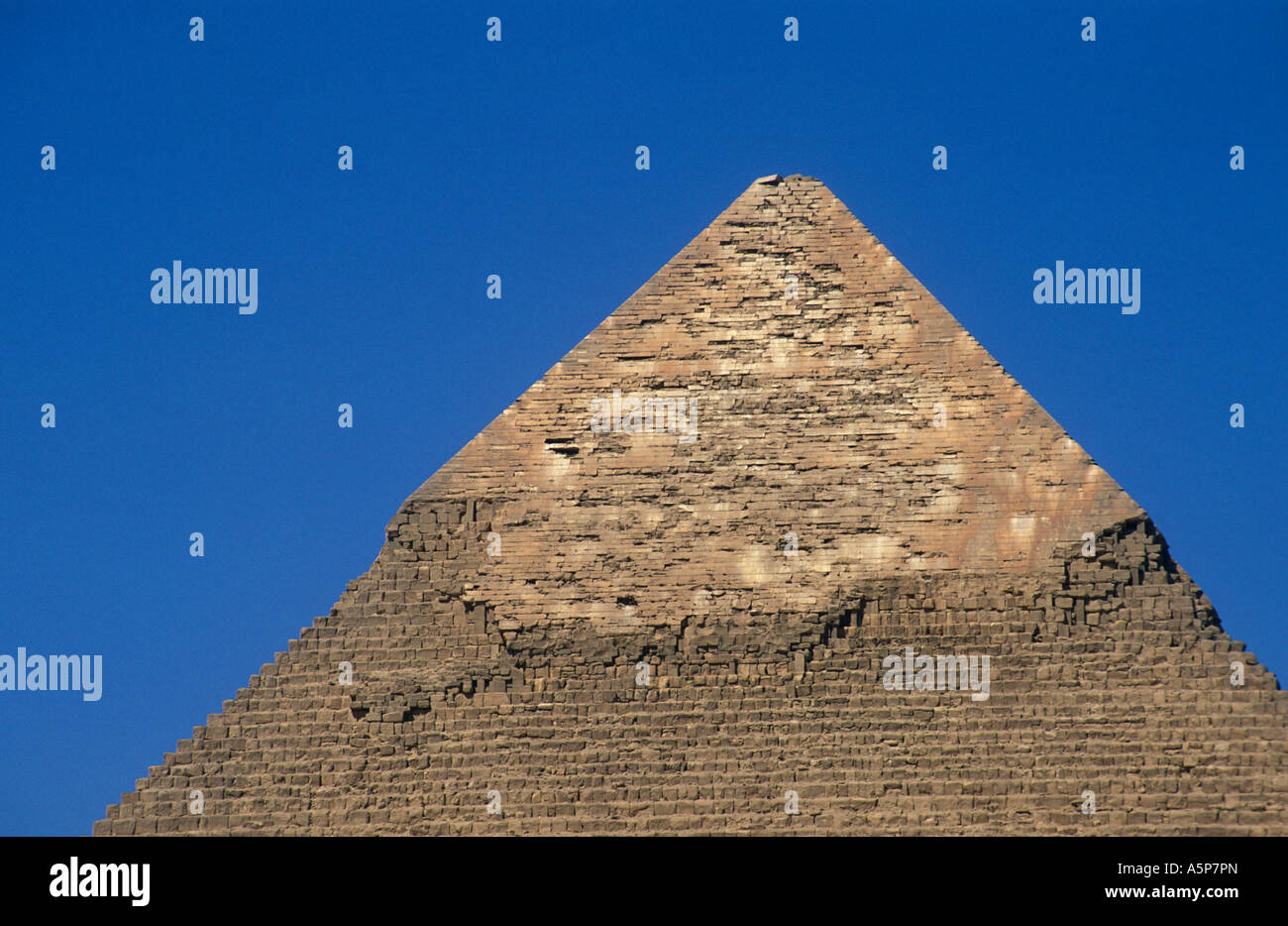 Pyramid of Khafre with limestone covering at the summit, Pyramids of ...