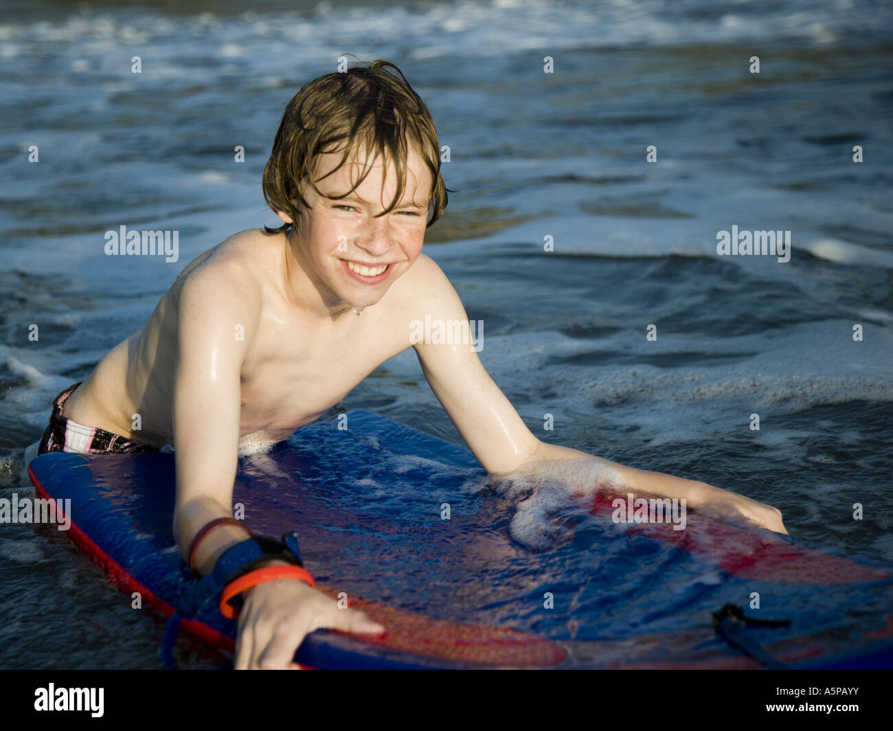 Child Boy Portrait Bodyboard Beach High Resolution Stock Photography ...