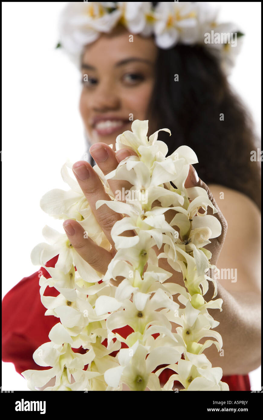 Women hawaiian leis hi-res stock photography and images - Alamy
