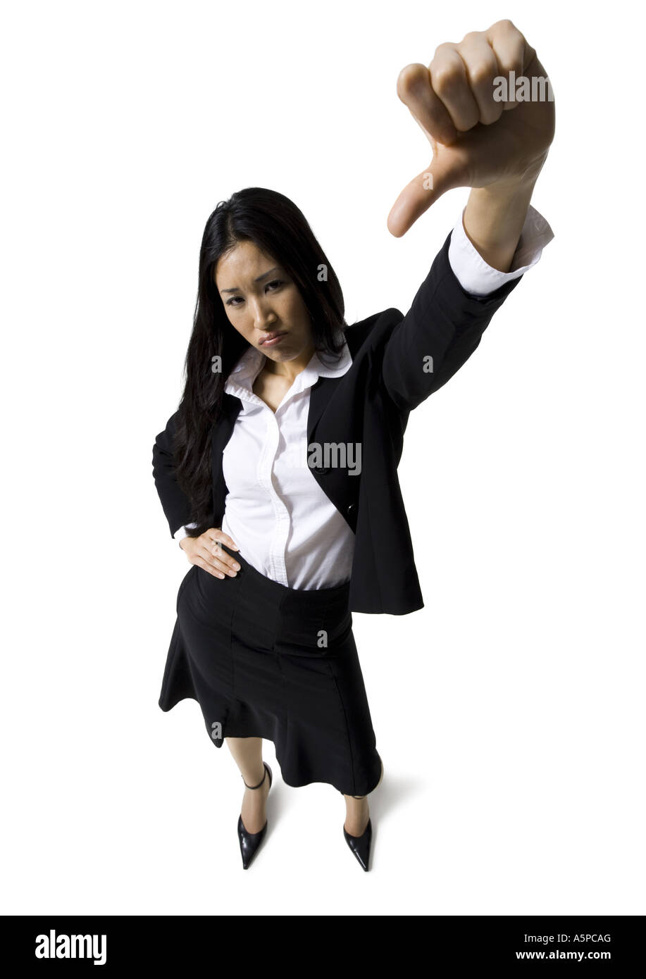Businesswoman giving thumbs down signal Stock Photo - Alamy