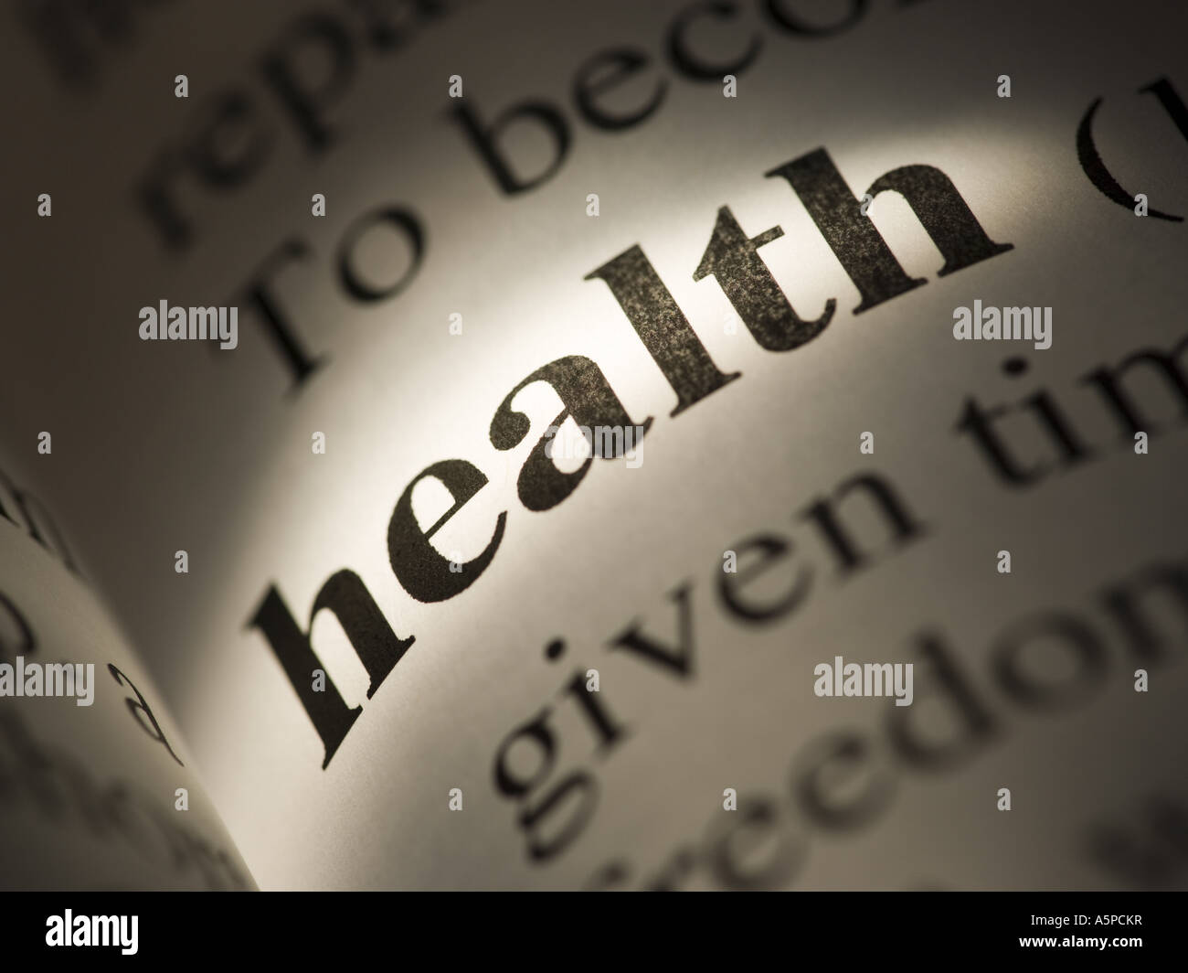Close-up of dictionary definition - Health Stock Photo - Alamy